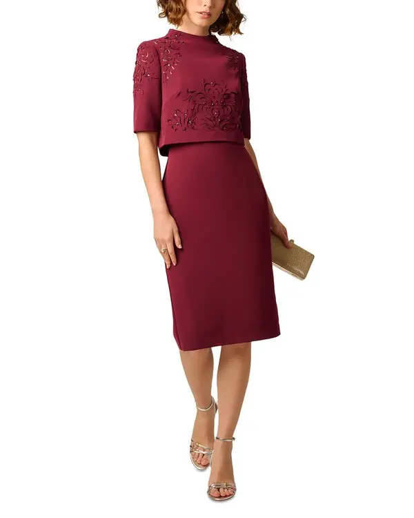 Aidan Mattox Layered Look Stretch Sheath Dress
