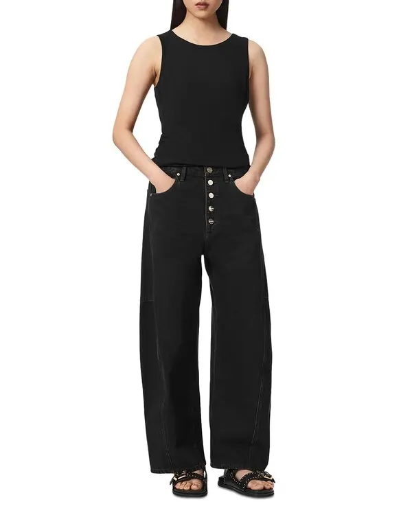 ALLSAINTS Carter Button Fly Mid Rise Barrel Jeans