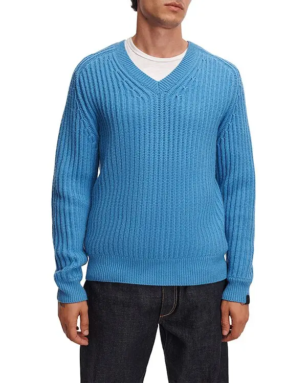 Rag & Bone Theo Wool & Cashmere Knit Stripe Sweater - Bright Blue