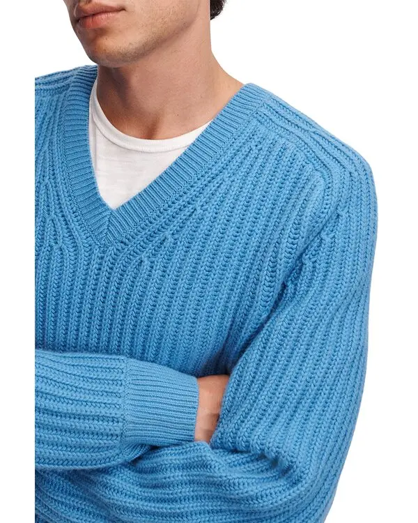 Rag & Bone Theo Wool & Cashmere Knit Stripe Sweater - Bright Blue