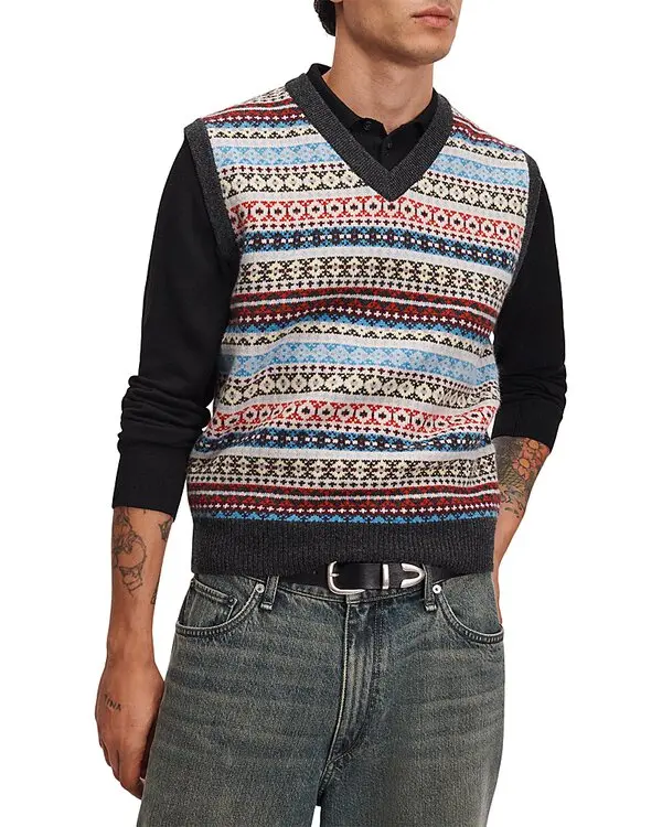 Rag & Bone Wool Classic Fit Fair Isle Vest