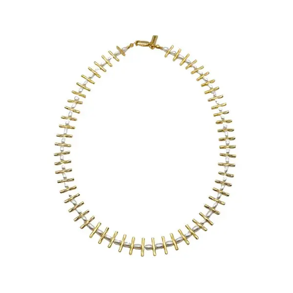 THE BULUMS White / Gold The Ravello Signature Natural Rice Pearl Necklace - White/gold