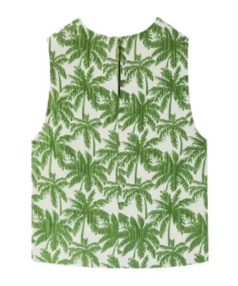 La DoubleJ Aria Palm-print Cropped Top
