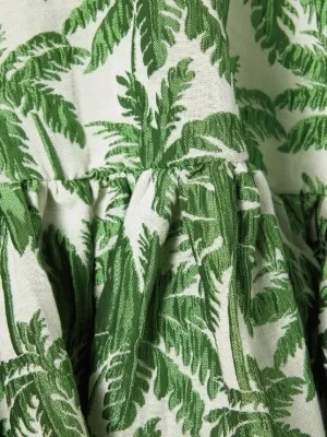 La DoubleJ San Pietro Palm-print Ruffled Mini Dress