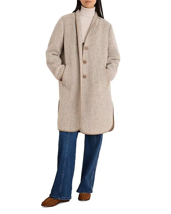 NIC+ZOE Jacquard Side Slit Top Coat - Neutral Multi