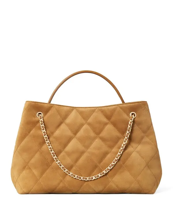 Tory Burch Fleming Small Quilted Suede Carryall