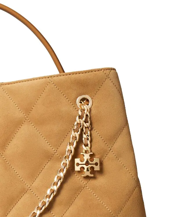Tory Burch Fleming Small Quilted Suede Carryall