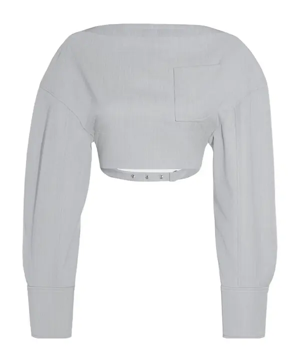 Jacquemus Cropped Long-sleeve Top - Light Gray