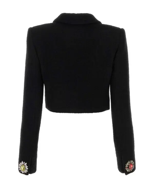 Moschino Crystal-embellished Wool-blend Cropped Jacket