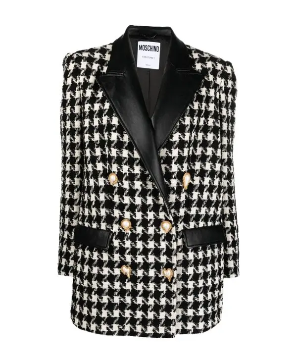 Moschino Houndstooth-pattern Straight Hem Jacket