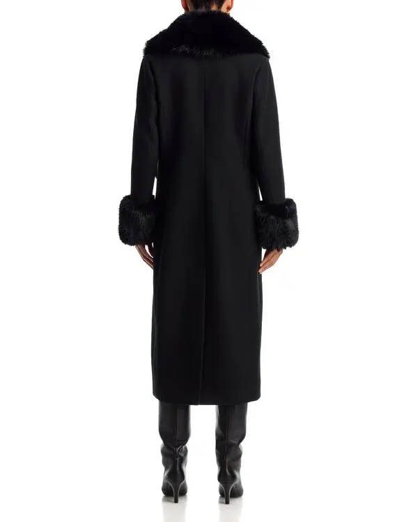 Aqua X Nicky Hilton Long Wool Coat With Faux Fur Trim Exclusive