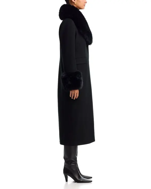 Aqua X Nicky Hilton Long Wool Coat With Faux Fur Trim Exclusive