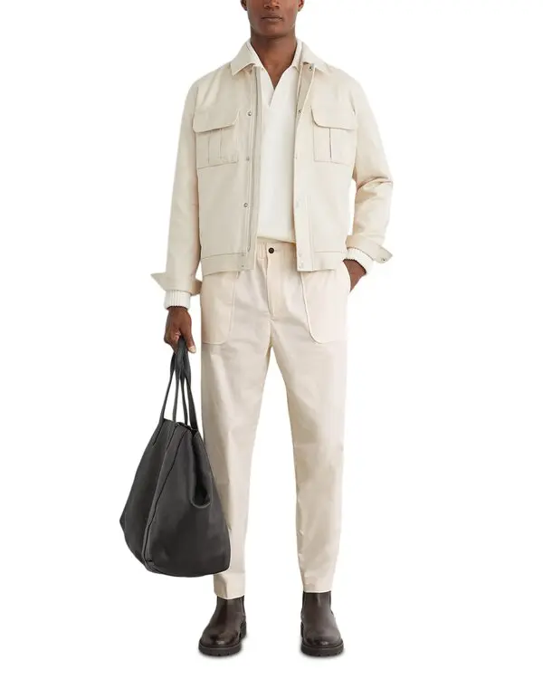 REISS Snap Cotton Blend Tapered Pants