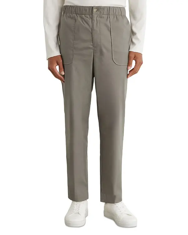 REISS Snap Cotton Blend Tapered Pants - Sage Green