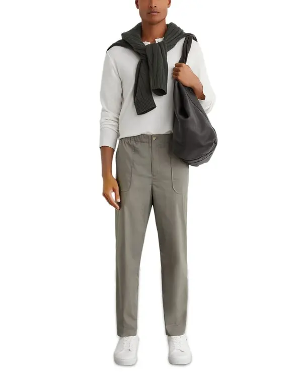 REISS Snap Cotton Blend Tapered Pants - Sage Green