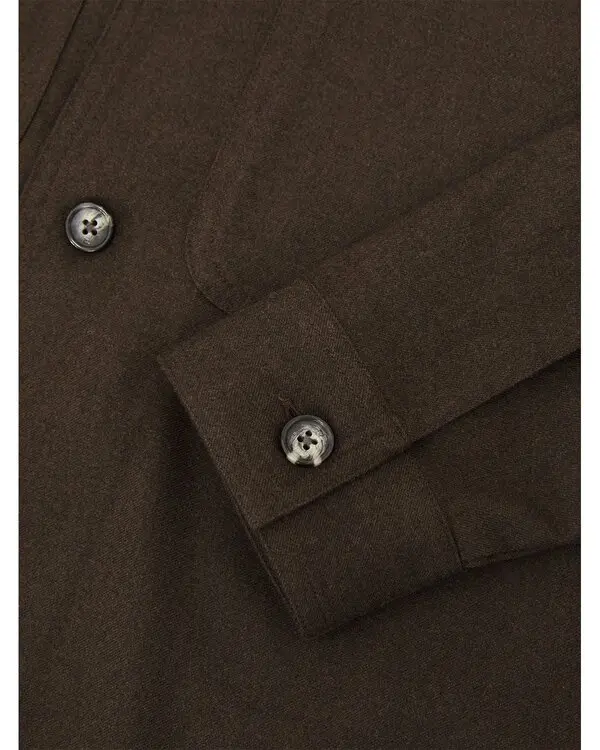 REISS Penge Brushed Overshirt - Chocolate