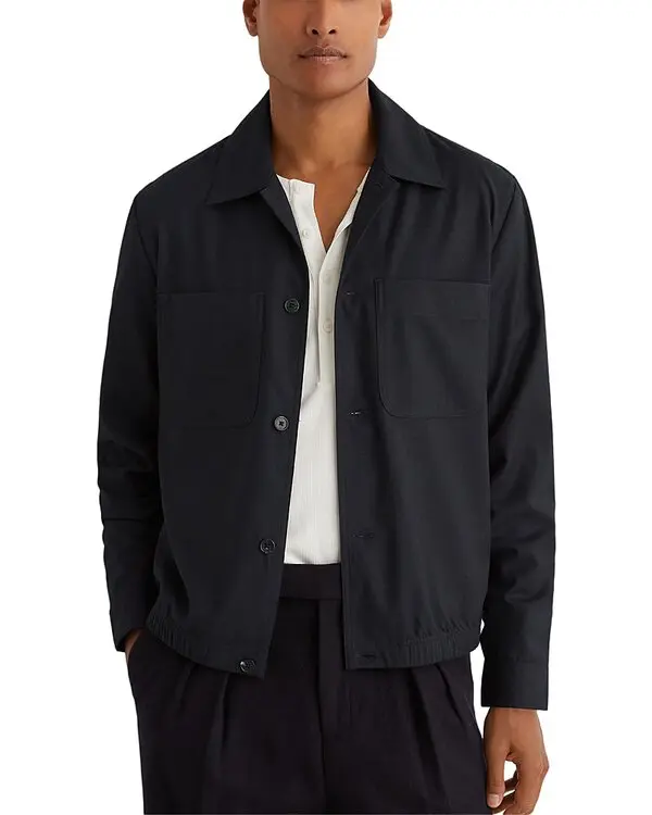 REISS Penge Brushed Overshirt - Navy