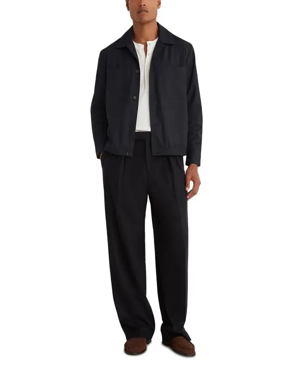 REISS Penge Brushed Overshirt - Navy