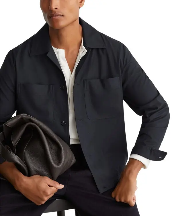 REISS Penge Brushed Overshirt - Navy