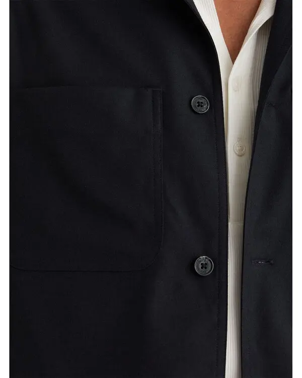REISS Penge Brushed Overshirt - Navy