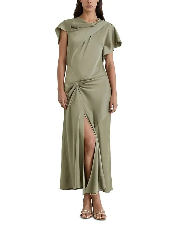 REISS Sasha Satin Draped Dress