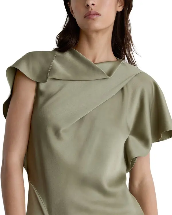 REISS Sasha Satin Draped Dress