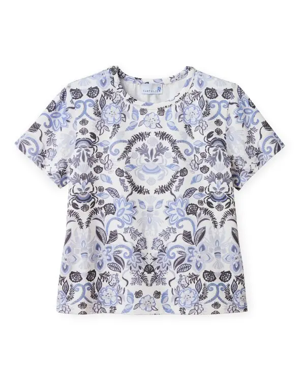 CARTOLINA Dylan Printed Cotton Tee - Mariners Bloom Print-blue Mist