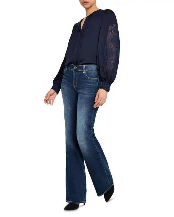 Kobi Halperin Shay Silk Stretch Lace Panel Blouse
