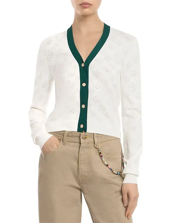 Casablanca Pointelle Monogram Cardigan