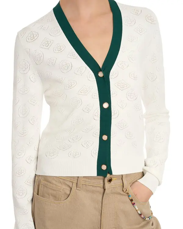Casablanca Pointelle Monogram Cardigan