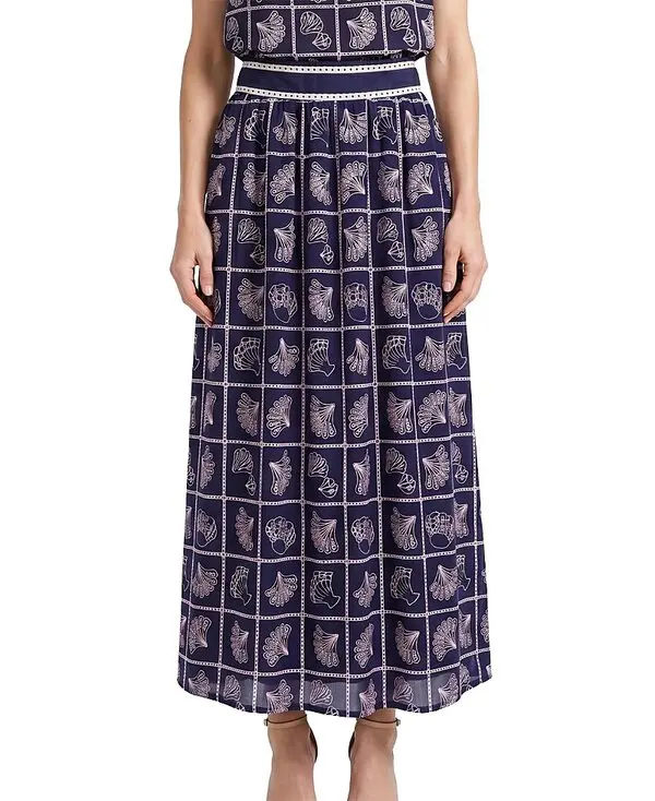 CARTOLINA Celine Eyelet Midi Skirt - Midnight Blue