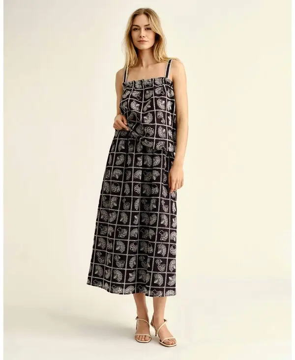 CARTOLINA Celine Eyelet Midi Skirt - Midnight Blue