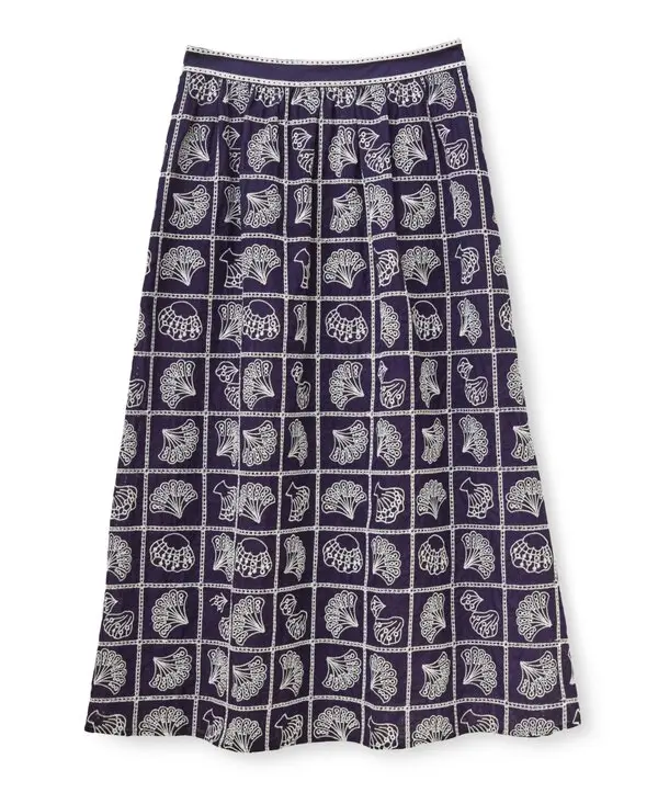 CARTOLINA Celine Eyelet Midi Skirt - Midnight Blue