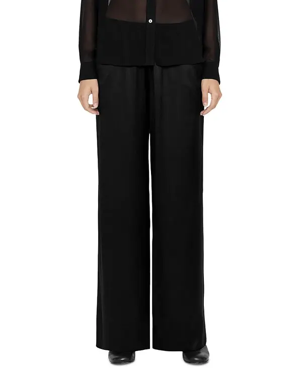 ALLSAINTS Lycia Satin Crepe Wide Leg Pants