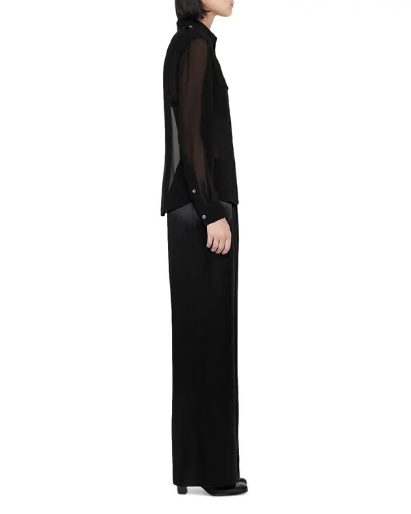 ALLSAINTS Lycia Satin Crepe Wide Leg Pants