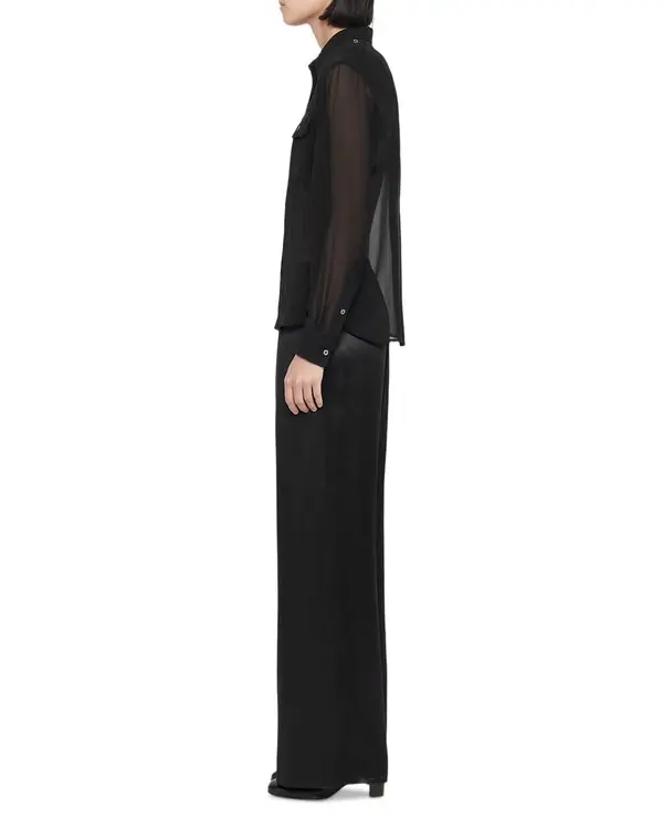 ALLSAINTS Lycia Satin Crepe Wide Leg Pants
