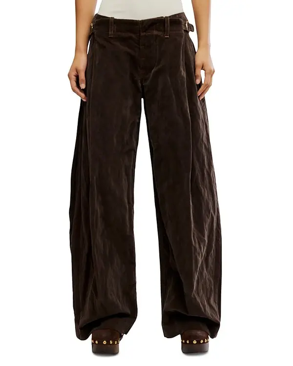 Free People Holding Onto This Cotton Blend Wide Leg Pants - Brown