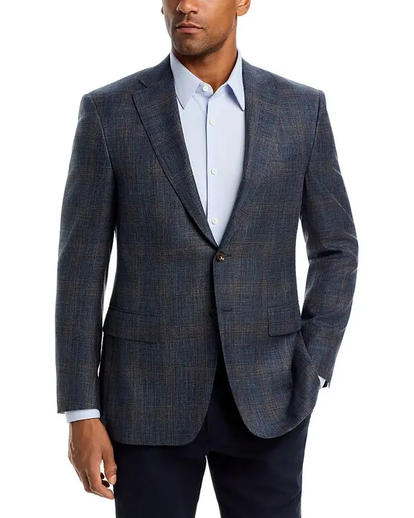 Canali Sienna Plaid Regular Fit Sport Coat - Navy