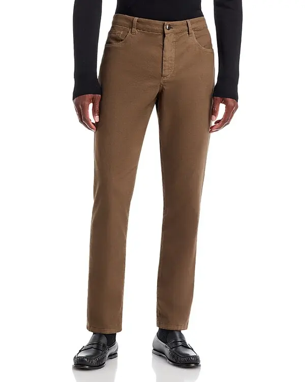 Canali Regular Fit Five Pocket Pants - Light Brown