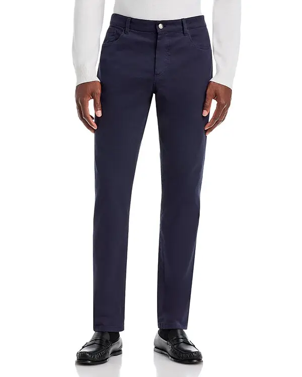 Canali Regular Fit Five Pocket Pants - Navy