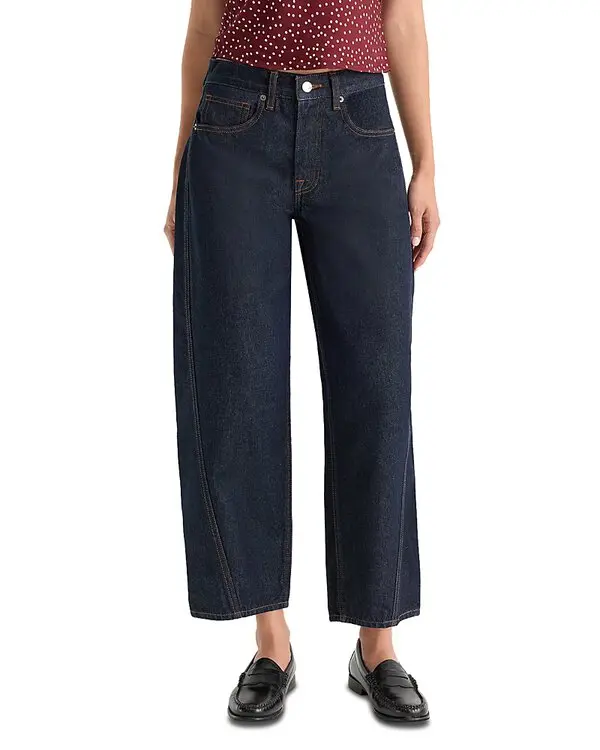 Good American Vintage High Rise Ankle Barrel Jeans In Indigo1302 - Indigo