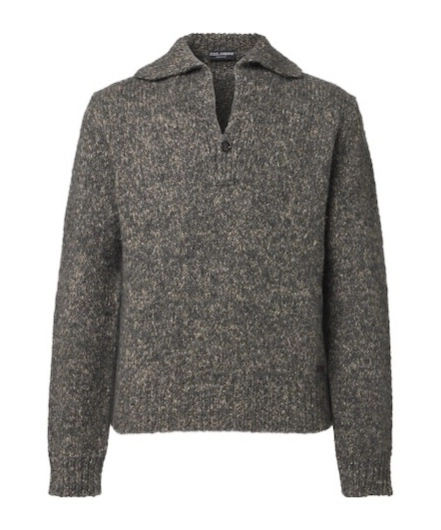 Dolce & Gabbana Solid Color Linen Polo Sweater - Black