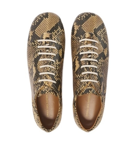 Dries Van Noten Snake-effect Leather Sneakers