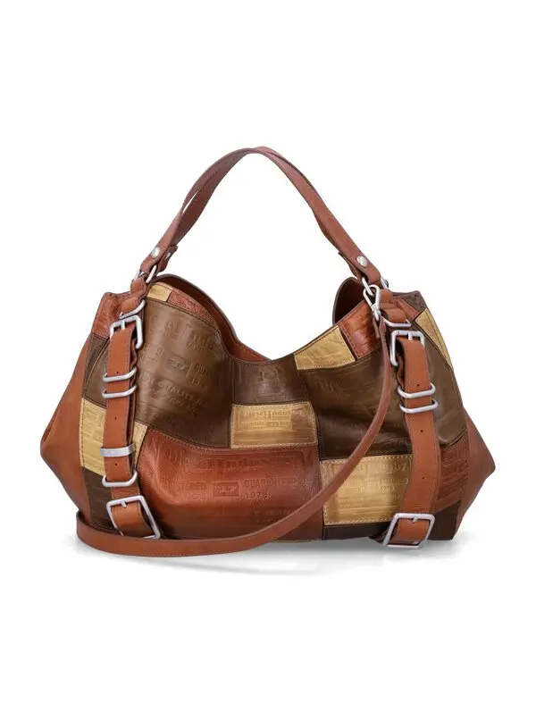 DIESEL® Patchwork Leather Shoulder Bag - Marrone