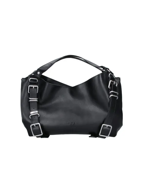 DIESEL® Leather Hobo Shoulder Bag With Top Handle - Black
