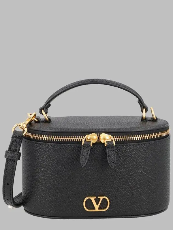Valentino Garavani Vlogo Signature Mini Leather Handbag, 17 X 12 X 5 Cm - Black