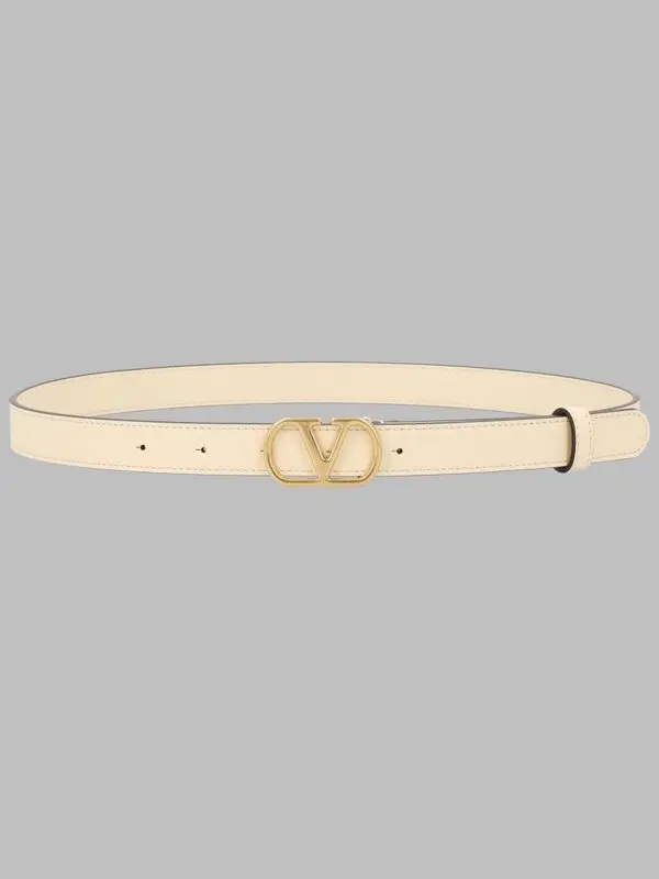 Valentino Garavani Designer Leather Belt - White