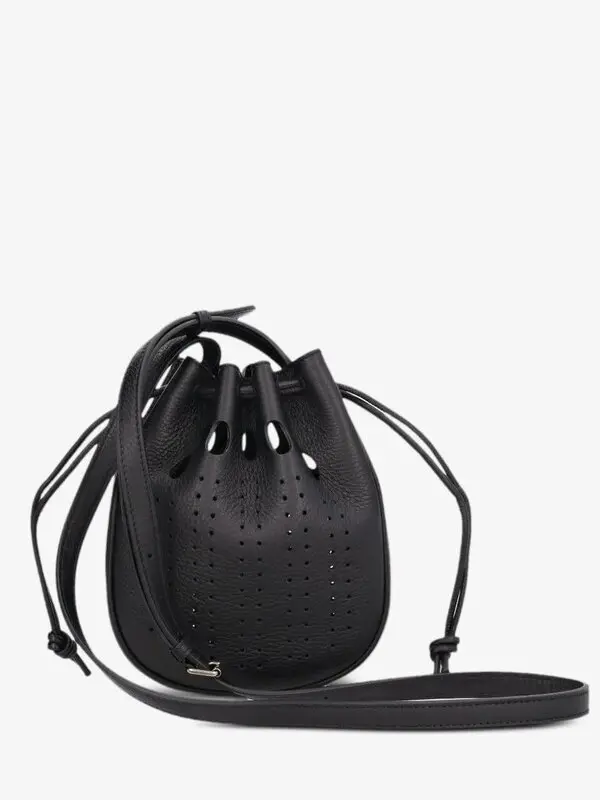 Valentino Garavani Medium Drawstring Vlogo Signature Calf Leather Crossbody Bag - Nero