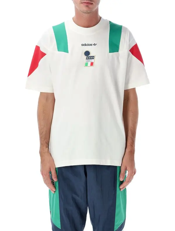 ADIDAS ORIGINALS Italy Football Heritage Color-block T-shirt With Figc Crest - Owhite