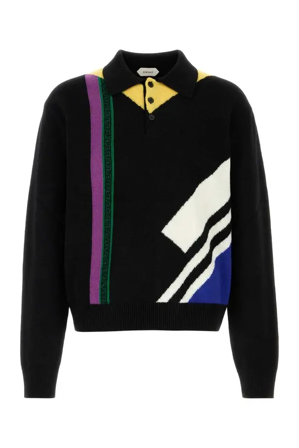Versace Futurist Intarsia Knit Sweater For